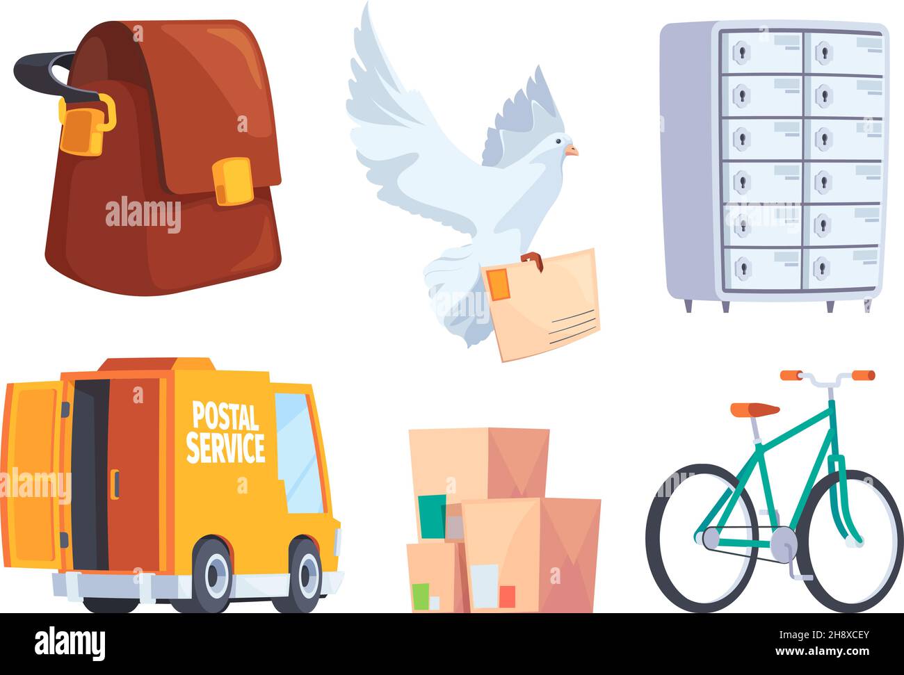 Postal service. Mailbox letters postal communication items hot ...