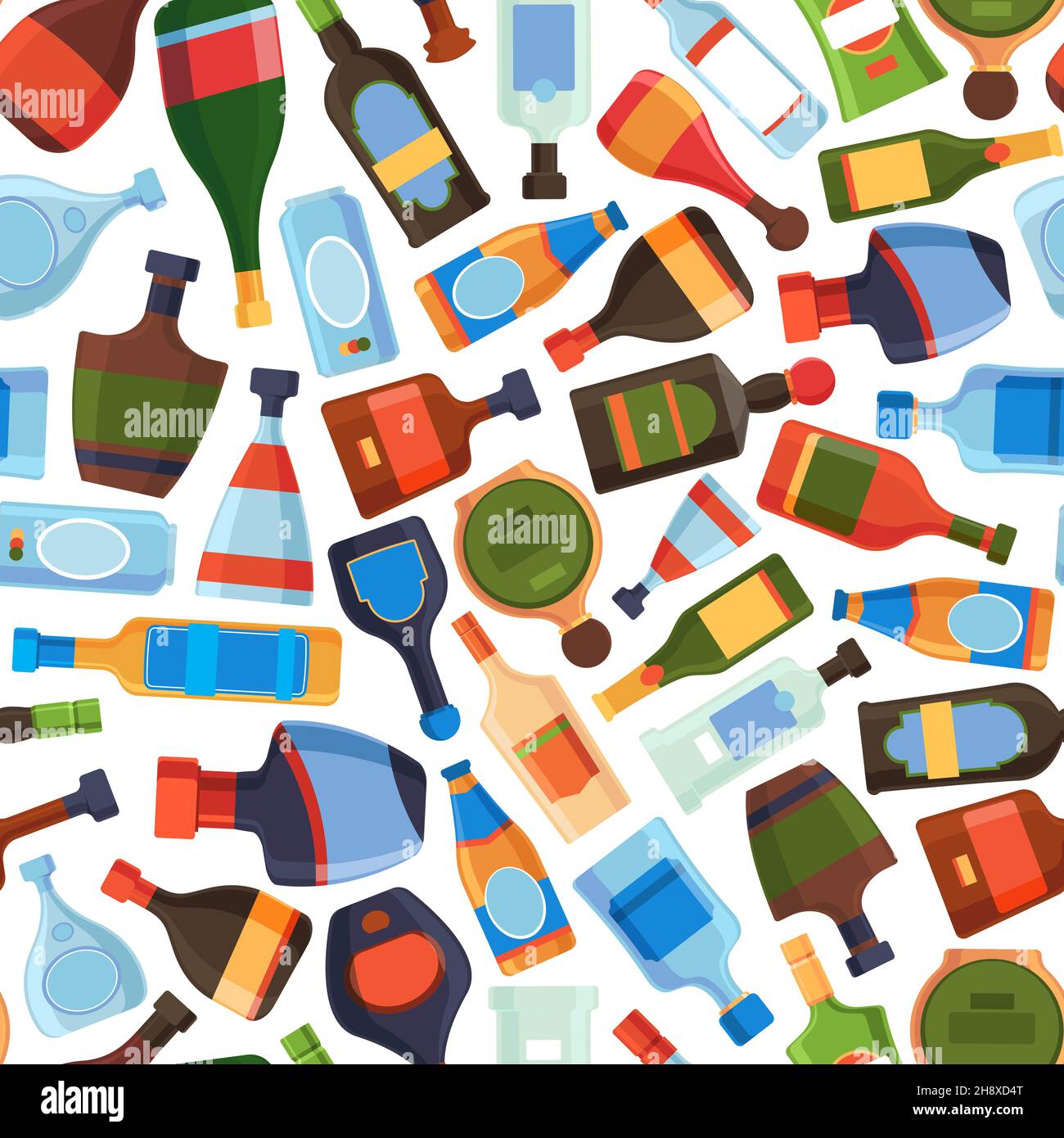Bottles pattern. Restaurant liquid products in bottles wine tequila ...