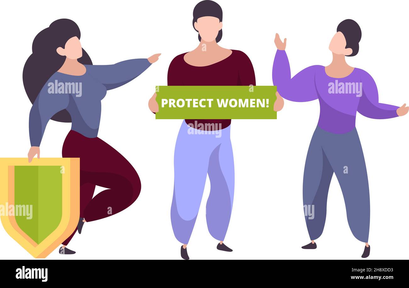 Protect women concept. Female group, isolated woman demonstration ...