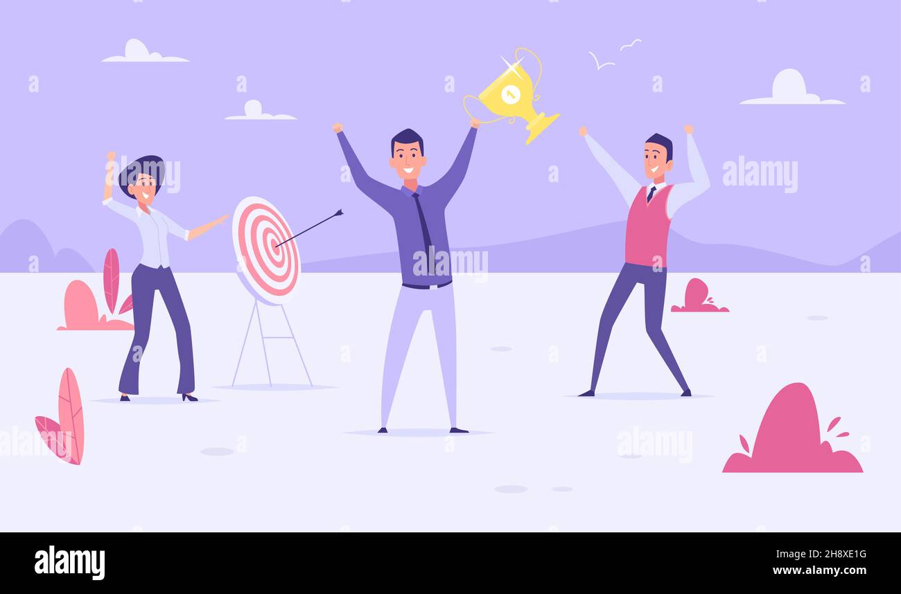 Winning businessman. Team leader, office winner group. Happy people ...