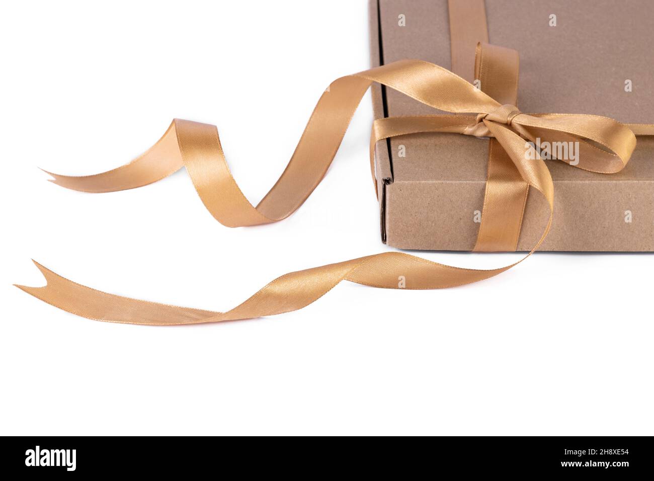 Holiday or Christmas gift boxes background. Gift box wrapped in Kraft ...