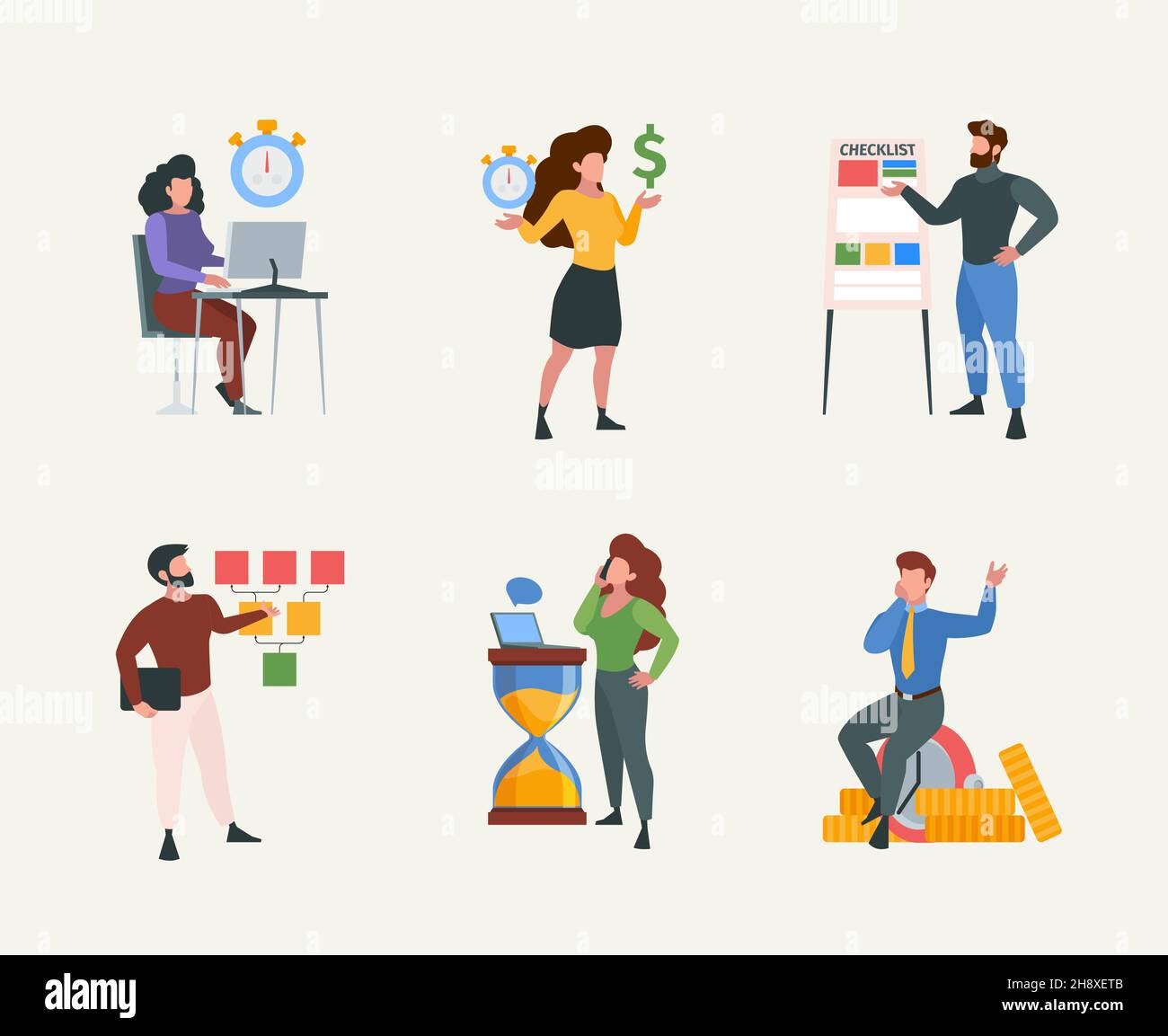 Checklist characters. Business concept pictures with businessman ...