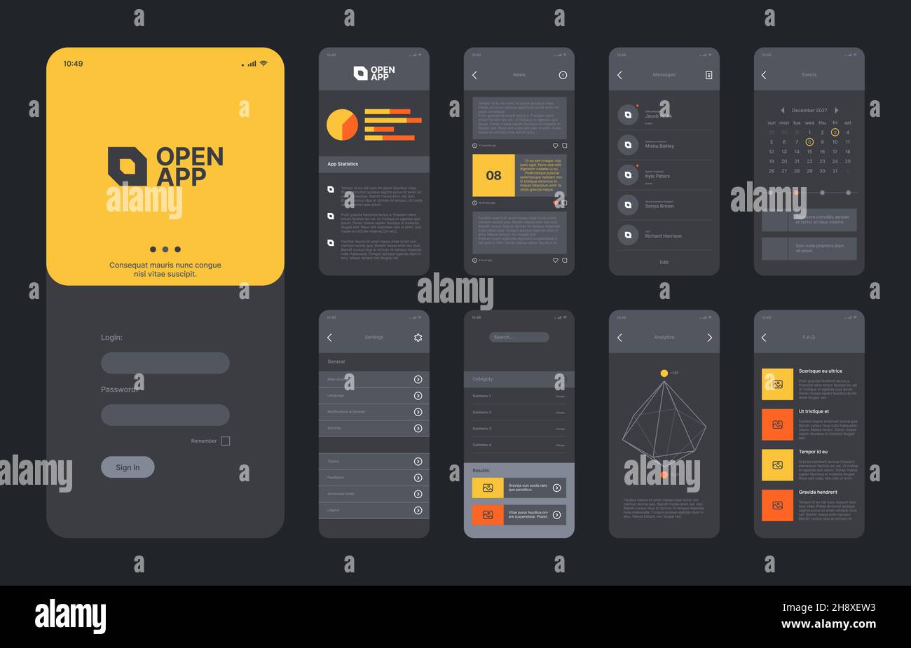 Mobile application layout. Smartphone web ui kit templates dividers ...