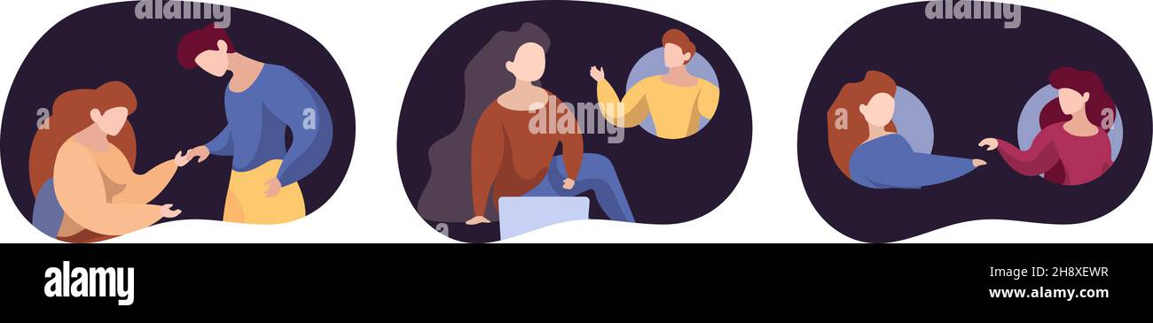 Supporting concept. People support each other. Online and reality ...