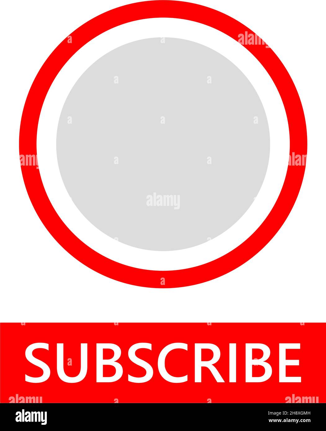 Social media avatar frame with follow button. Red subscribe design ...