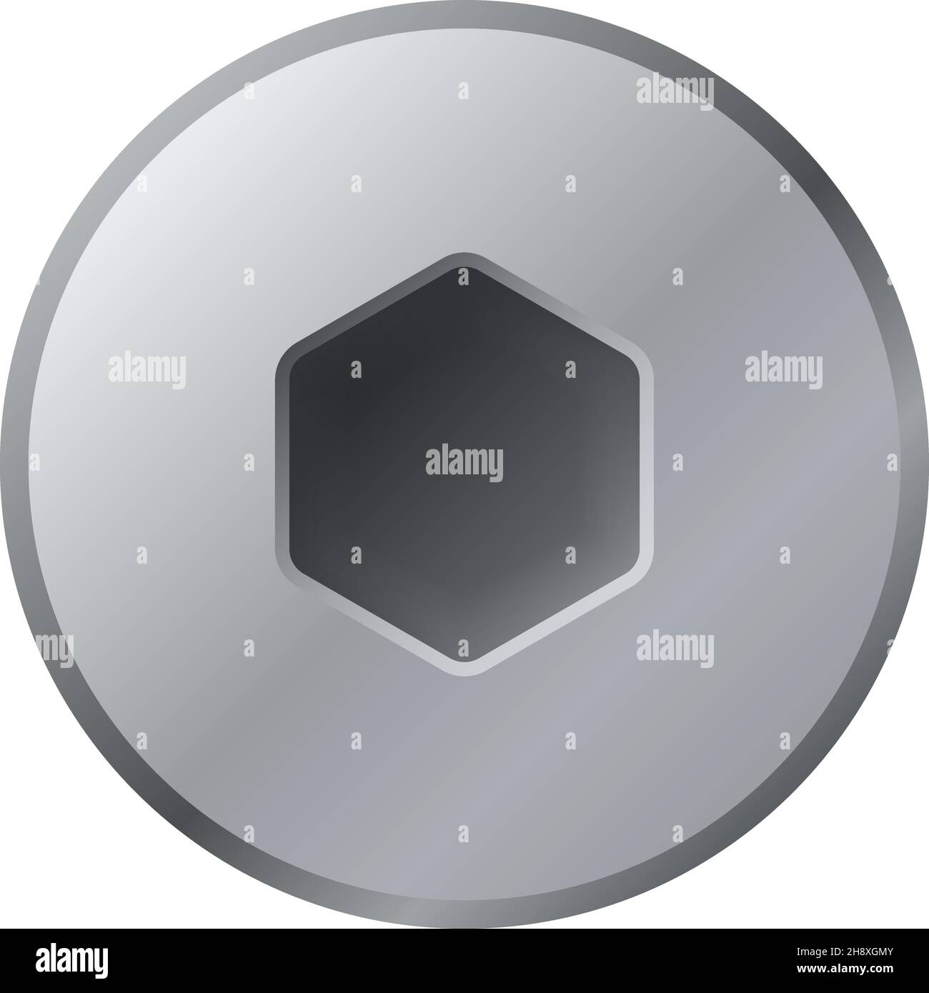 Hex bolt head. Silver metal fastener from top Stock Vector Image & Art ...