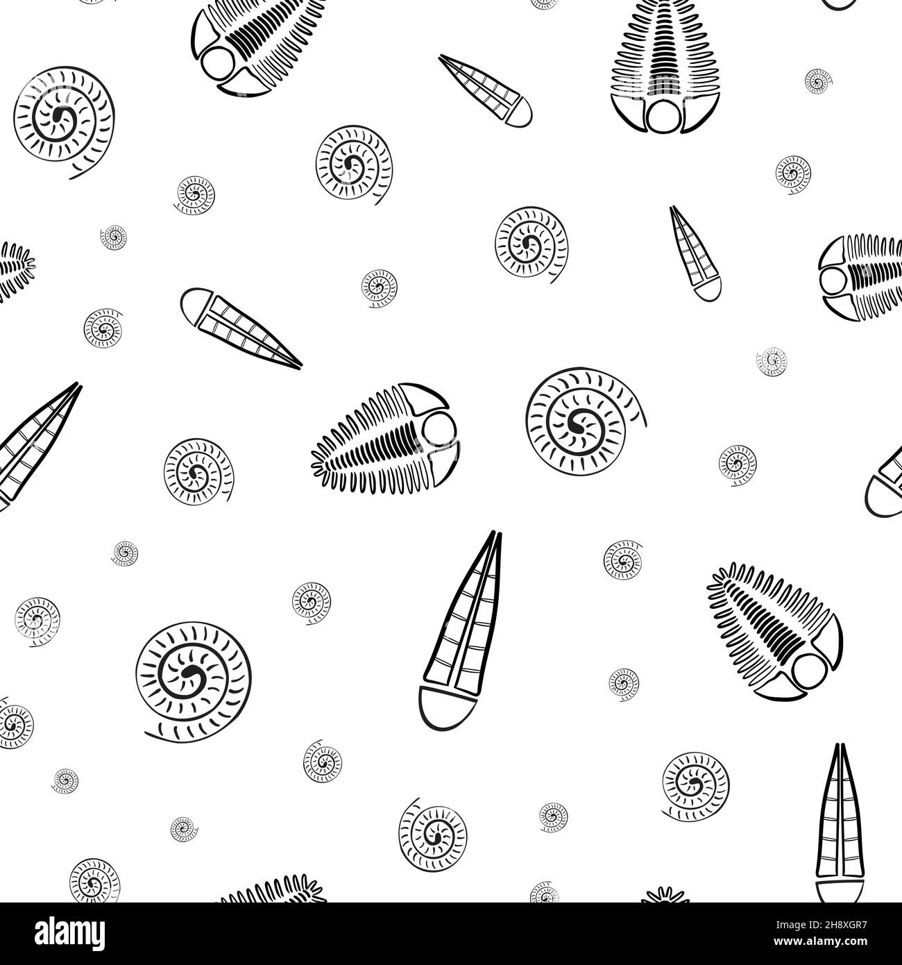 Ammonite trilobite haplophrentis vector seamless pattern background ...