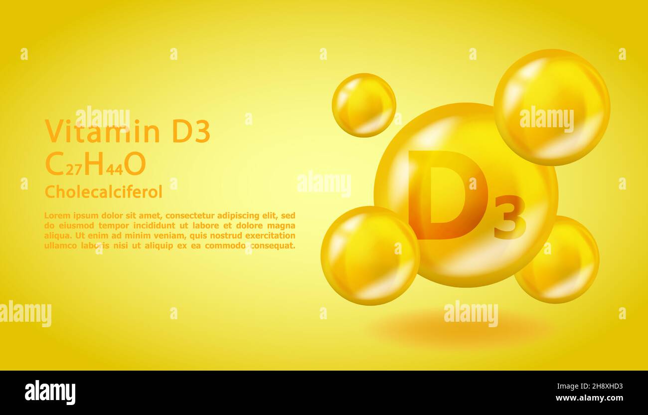 3D Vitamin molecule D3 Cholecalciferol design. Realistic D3 ...