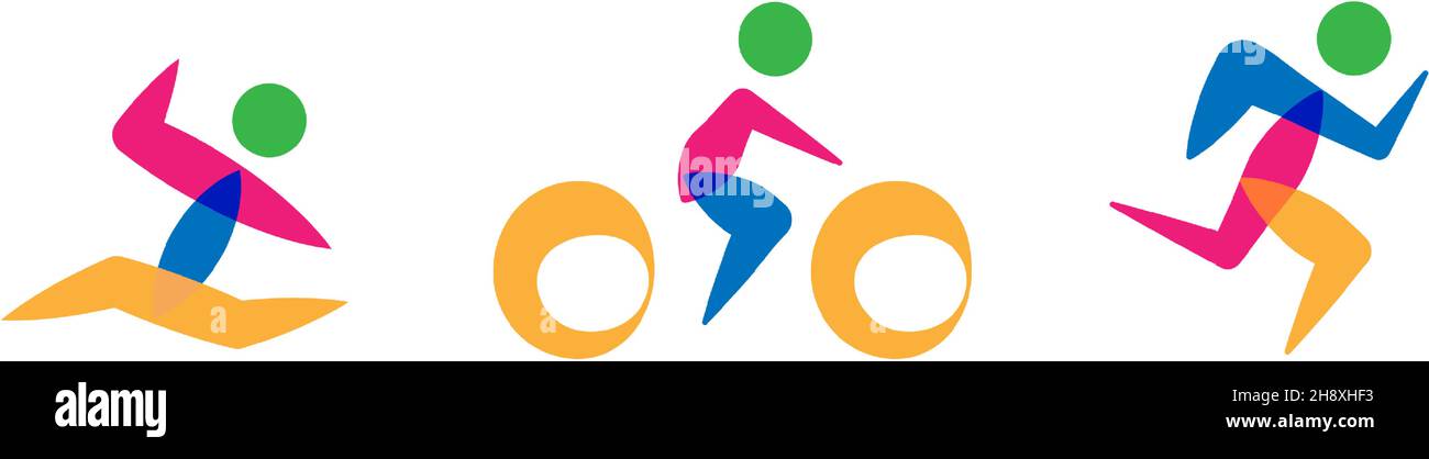 Triathlon logo design template. Swimming, running and bike logotype ...