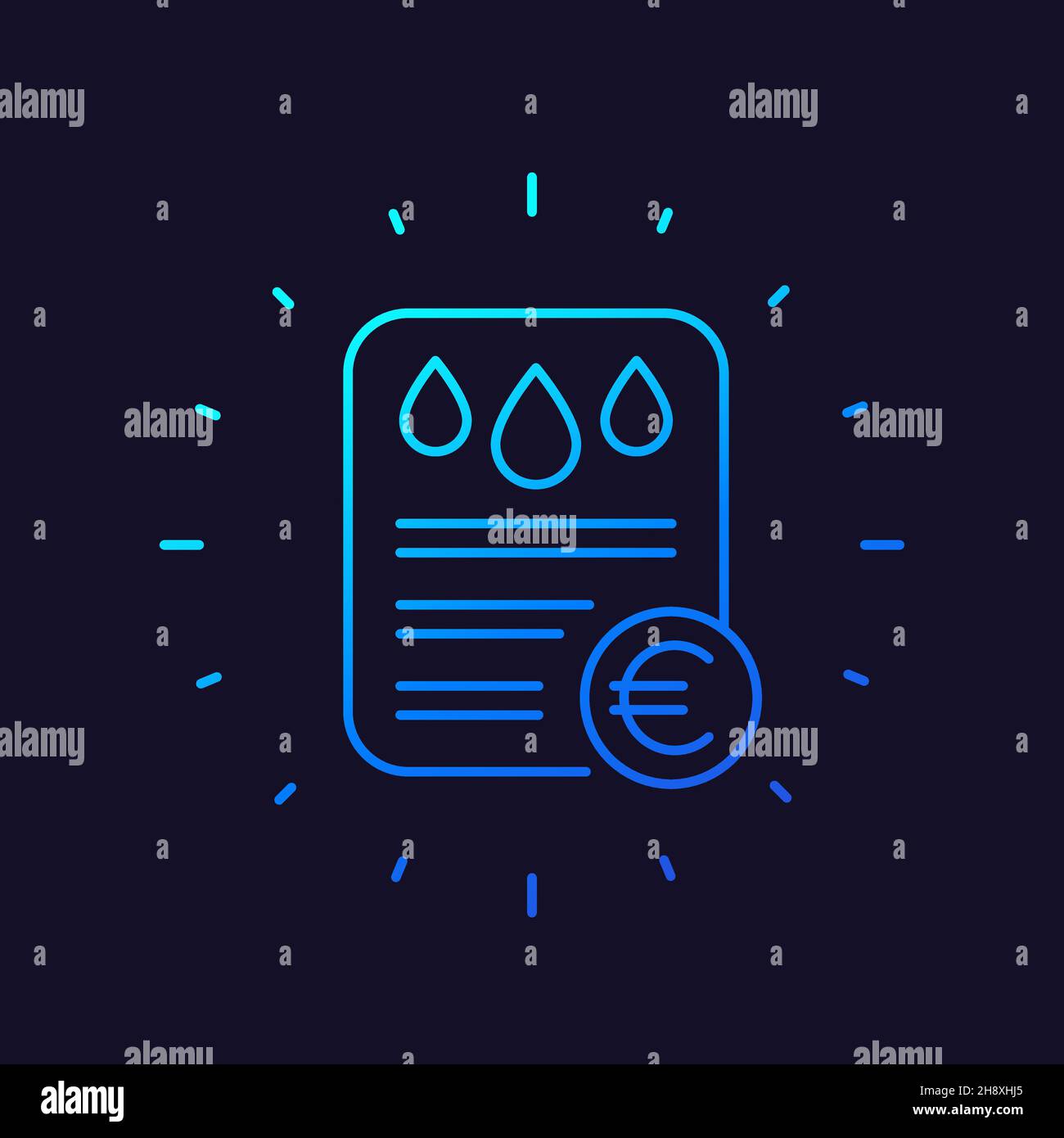 water utility bill line icon with euro, vector Stock Vector Image & Art ...