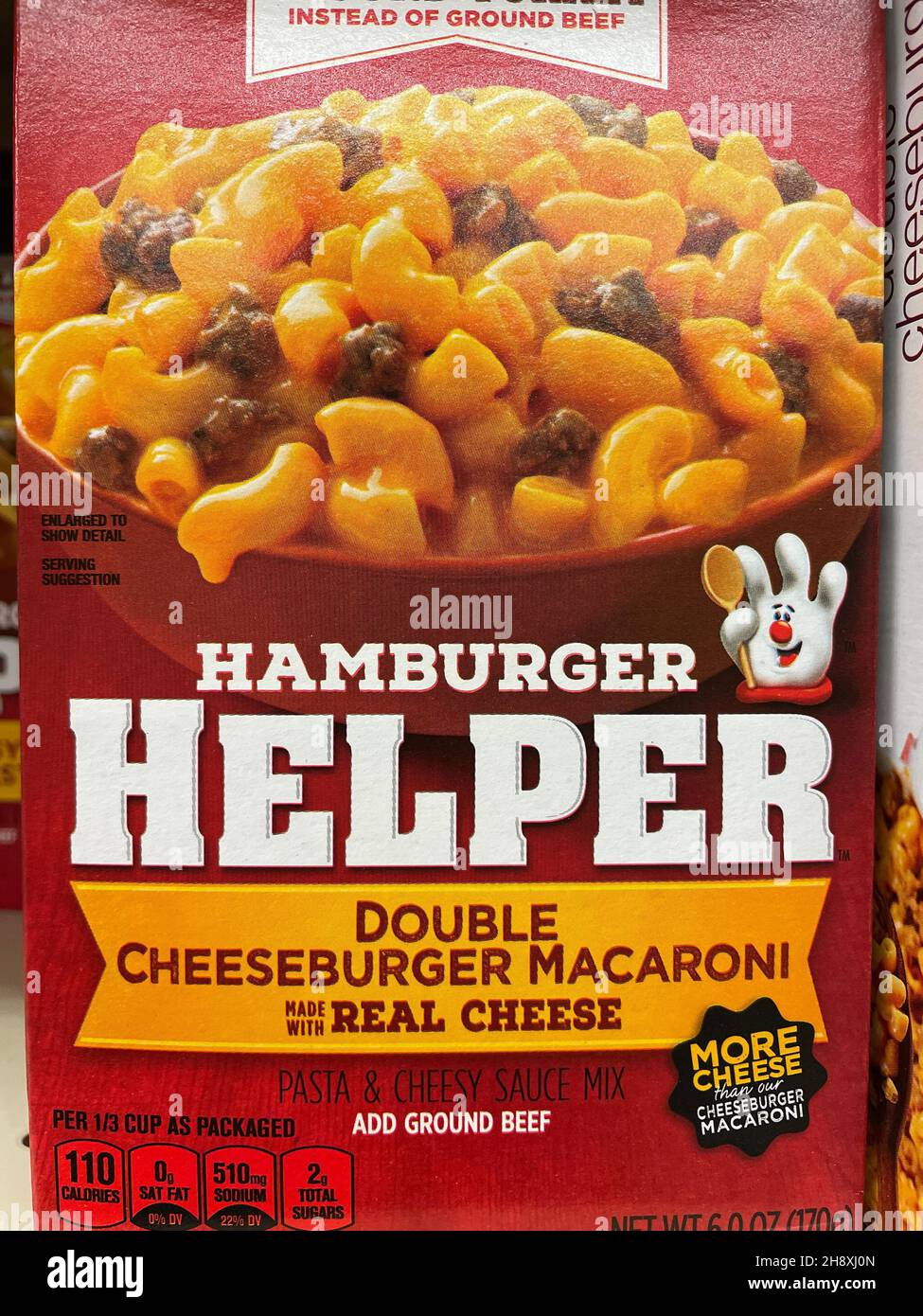 Columbia County, Ga USA - 12 01 21: Boxes of Hamburger Helper on a ...