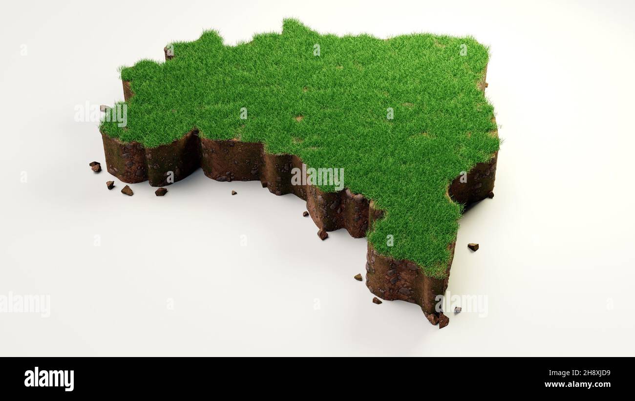 3d render of a map of Brazil with grass texture on a white background ...