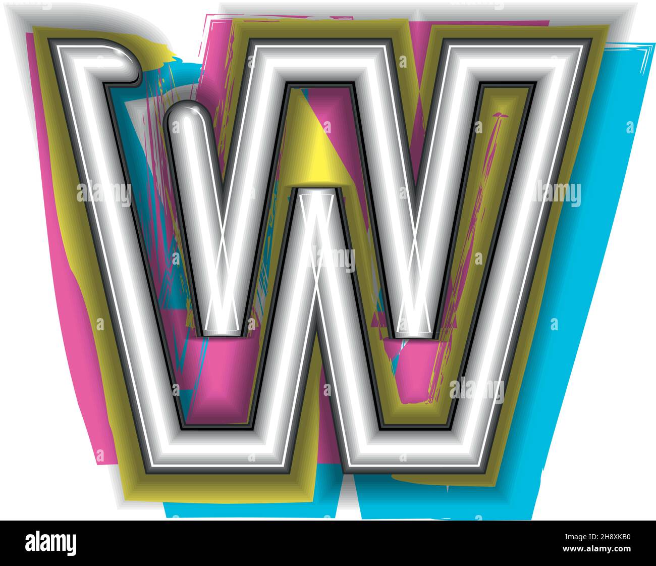 Neon letter w Stock Vector Images - Alamy