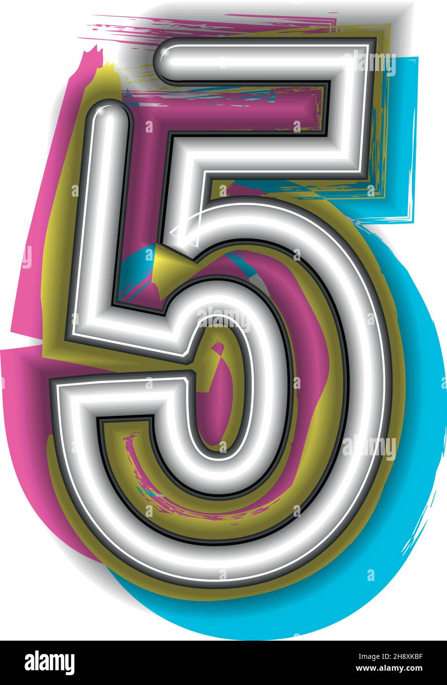 Neon Sign Number 5 Vector illustration Stock Vector Image & Art - Alamy