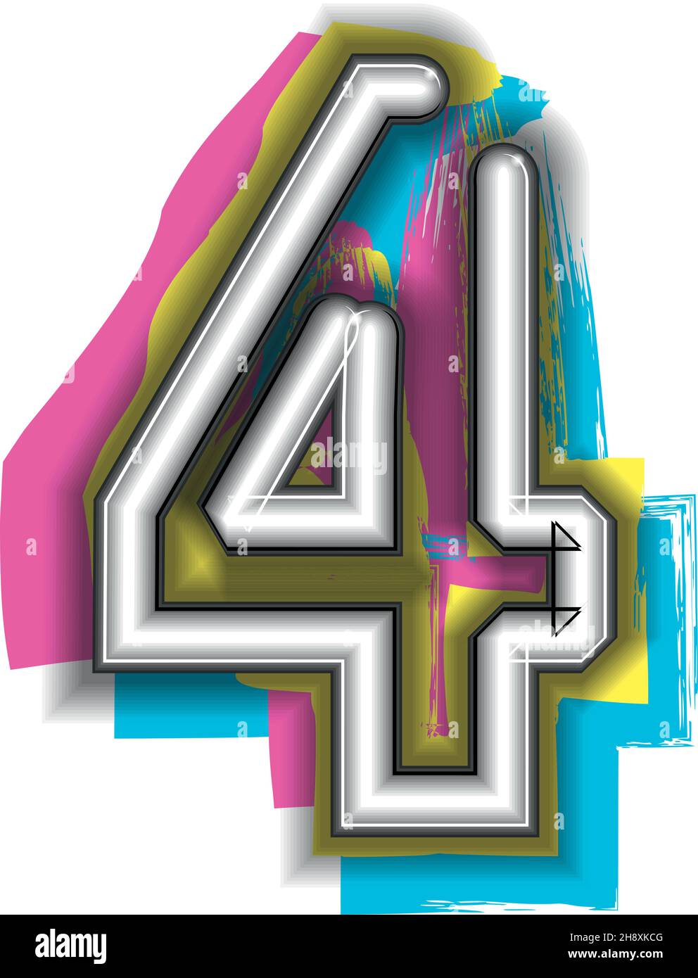 Neon Sign Number 4 Vector illustration Stock Vector Image & Art - Alamy