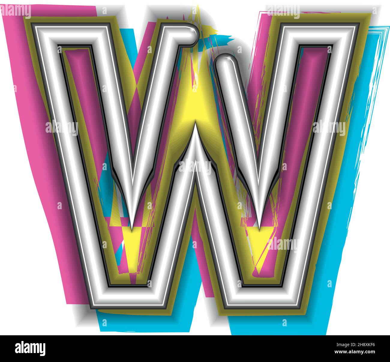 Neon letter w Stock Vector Images - Alamy