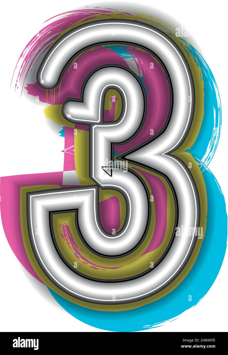 Neon Sign Number 3 Vector illustration Stock Vector Image & Art - Alamy