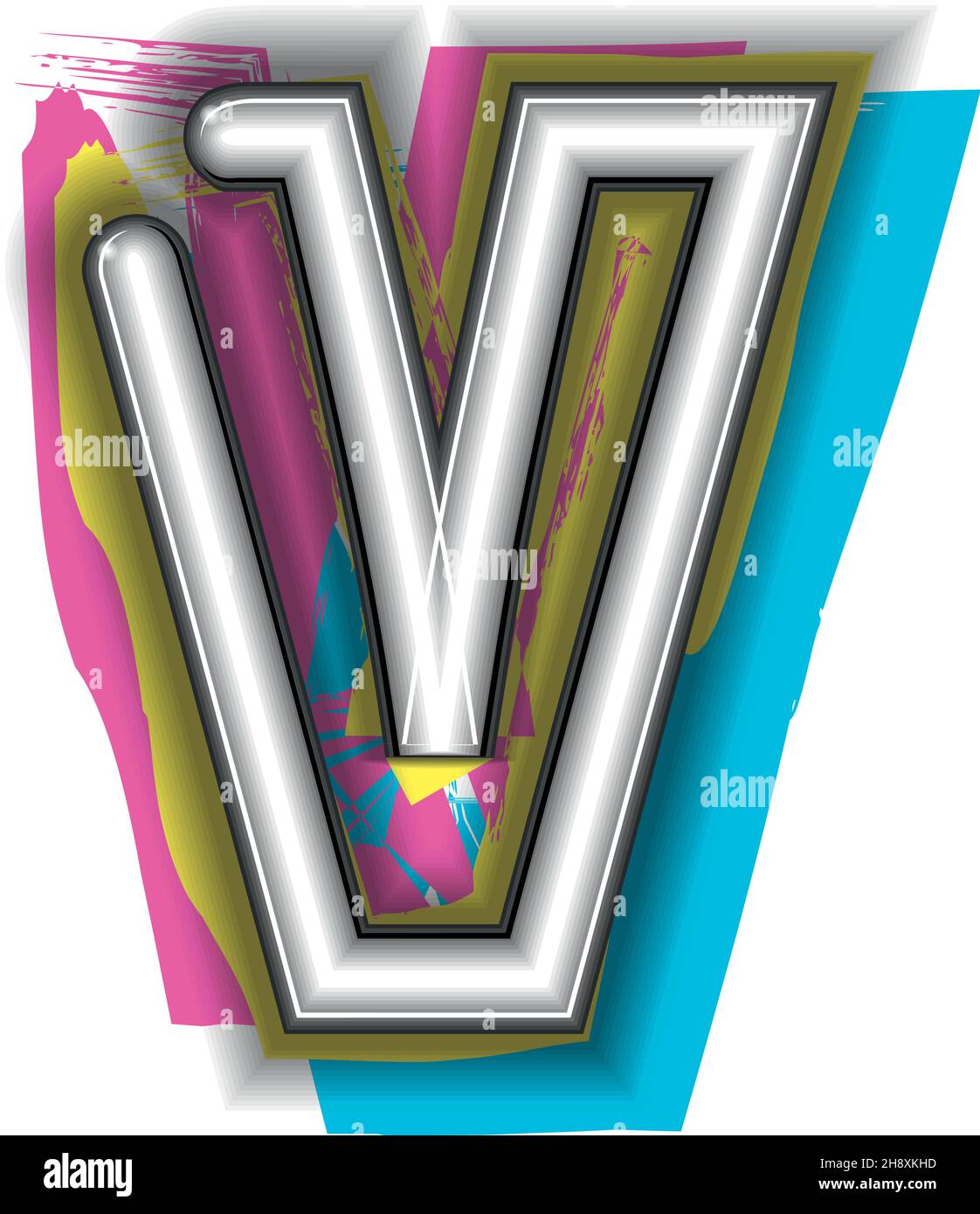 Neon letter v Stock Vector Images - Alamy