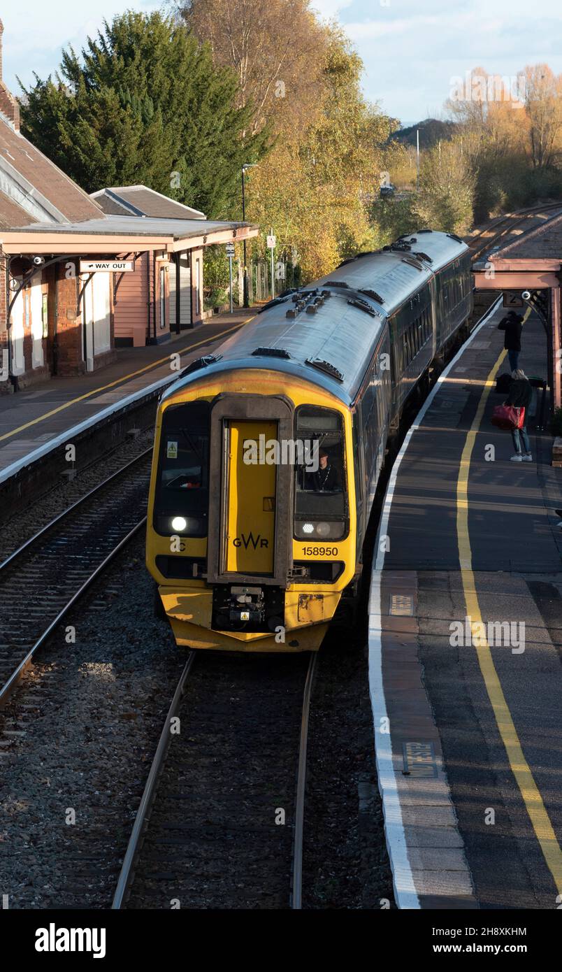 Crediton, Devon, England, UK. 2021. Passenger train from Exeter St ...