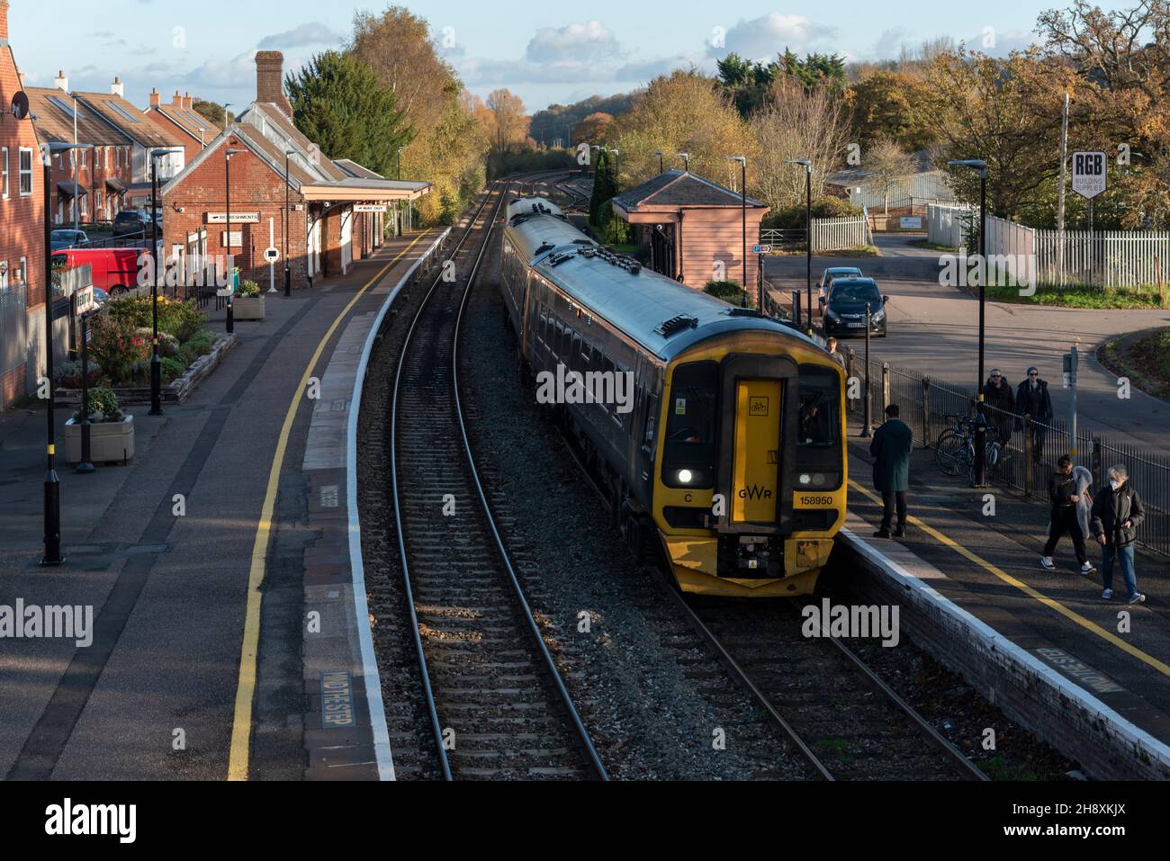 Crediton, Devon, England, UK. 2021. Passenger train from Exeter St ...