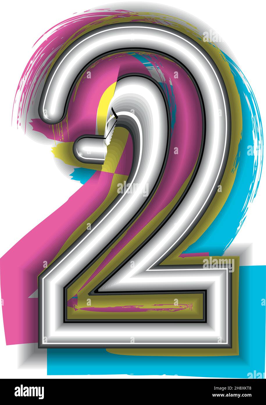 Neon Sign Number 2 Vector illustration Stock Vector Image & Art - Alamy