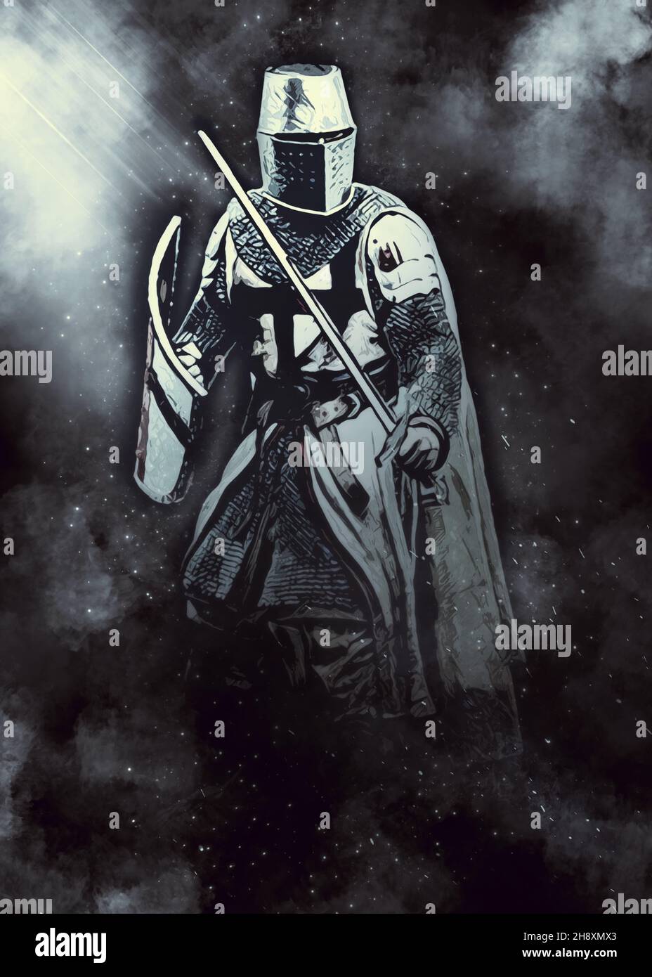 Templar Knight Digital Illustration Stock Photo - Alamy