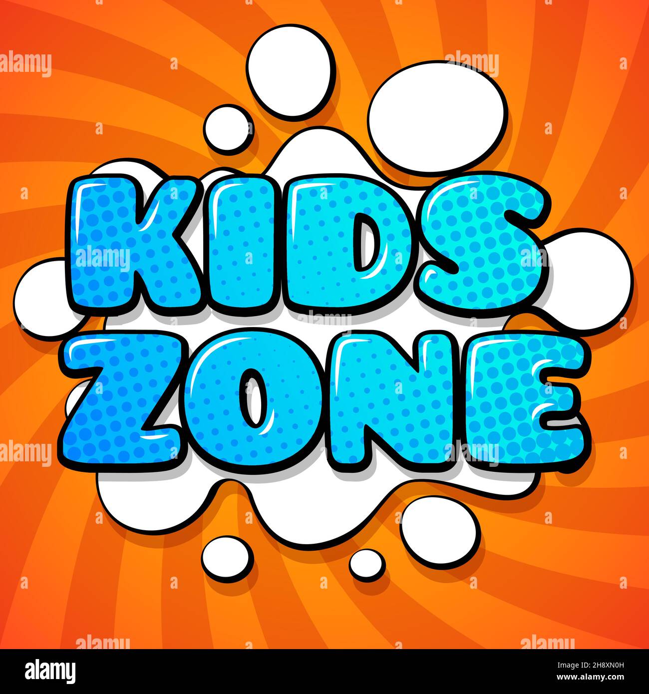 Kids zone banner. Cartoon logo in retro comic style Stock Vector Image ...