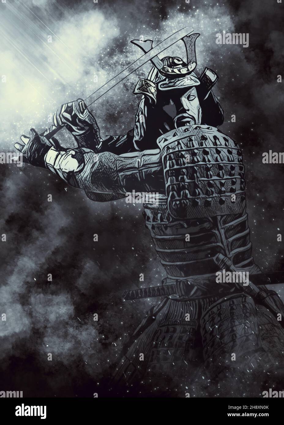 Samurai in the Storm Fantasy Digital Artwork Stock Photo - Alamy