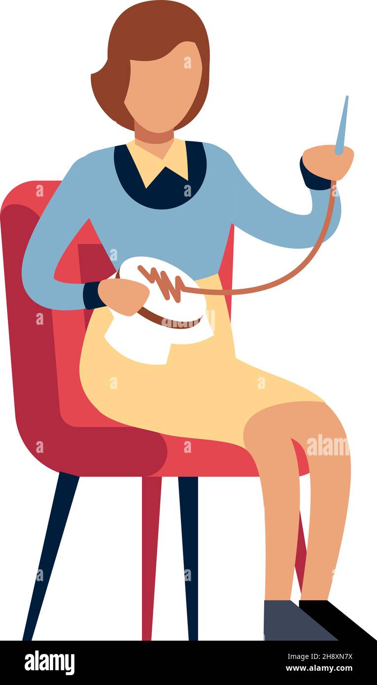 Woman doing embroidery Stock Vector Images - Alamy