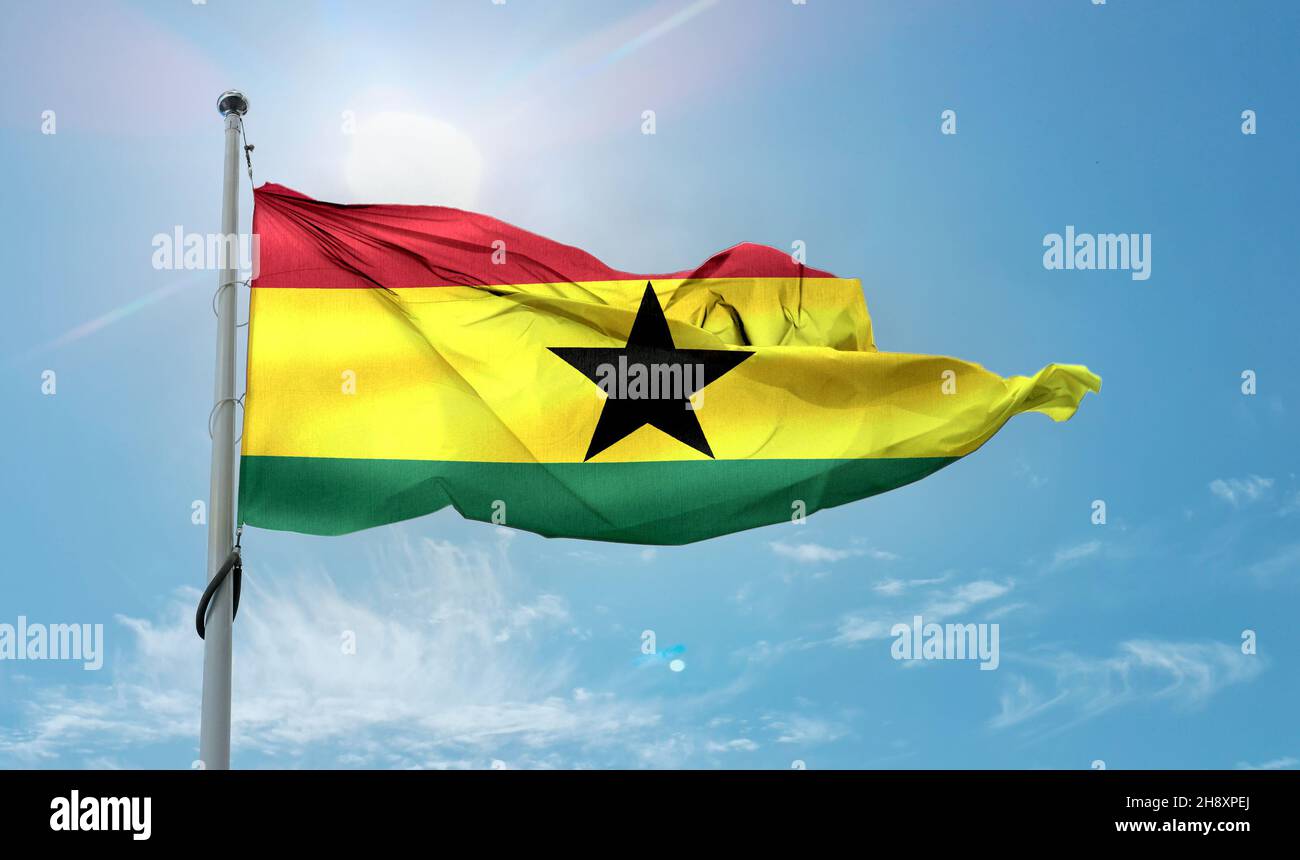 Ghana flag on pole hi-res stock photography and images - Alamy