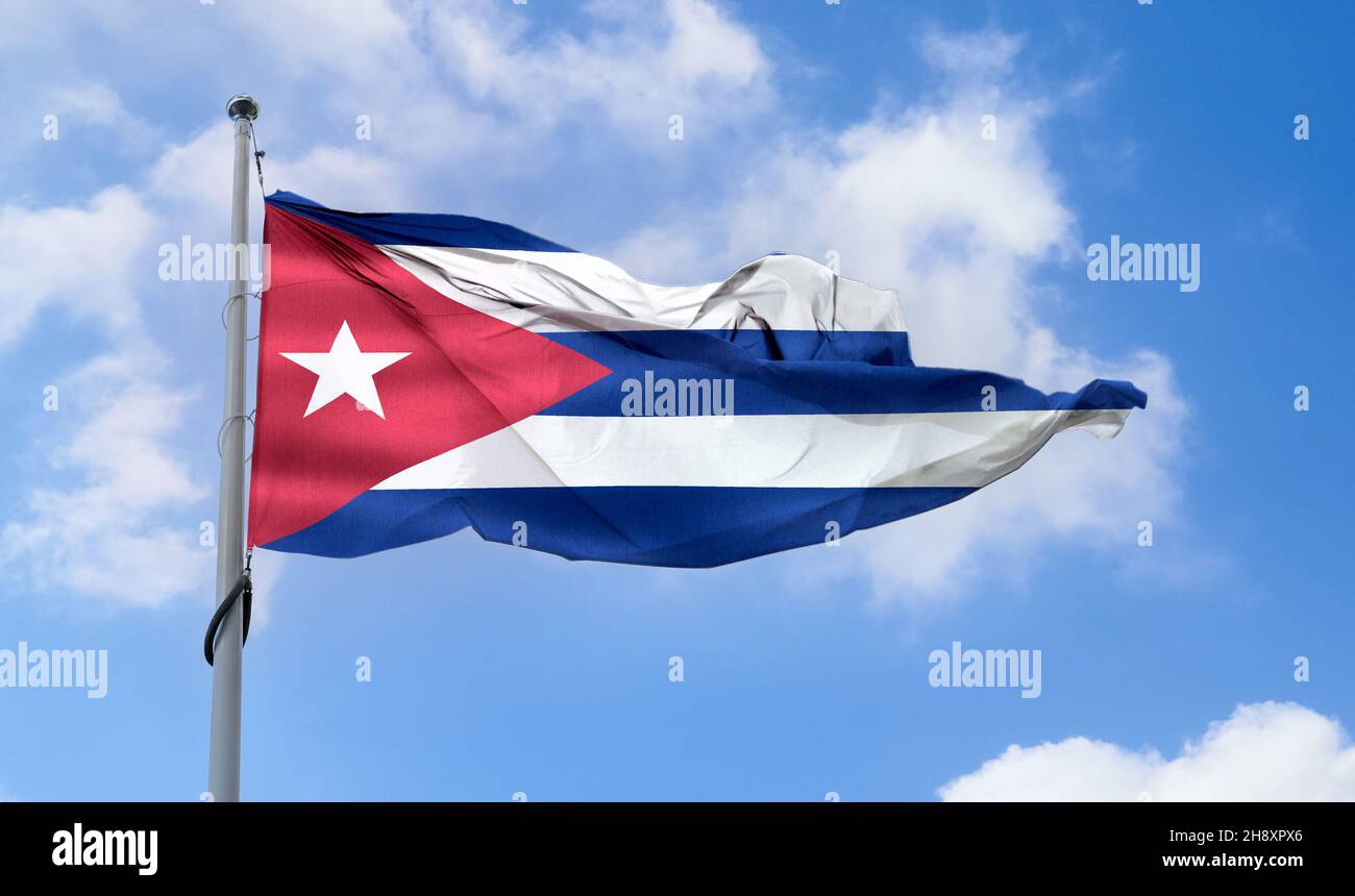 Cuban flag on flag pole hi-res stock photography and images - Alamy