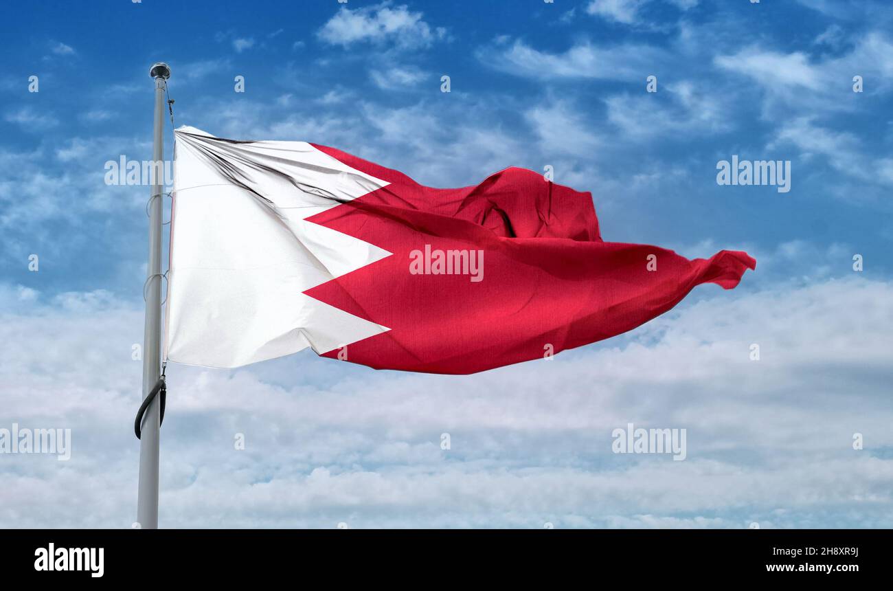 Bahrain flag on flag pole hi-res stock photography and images - Alamy