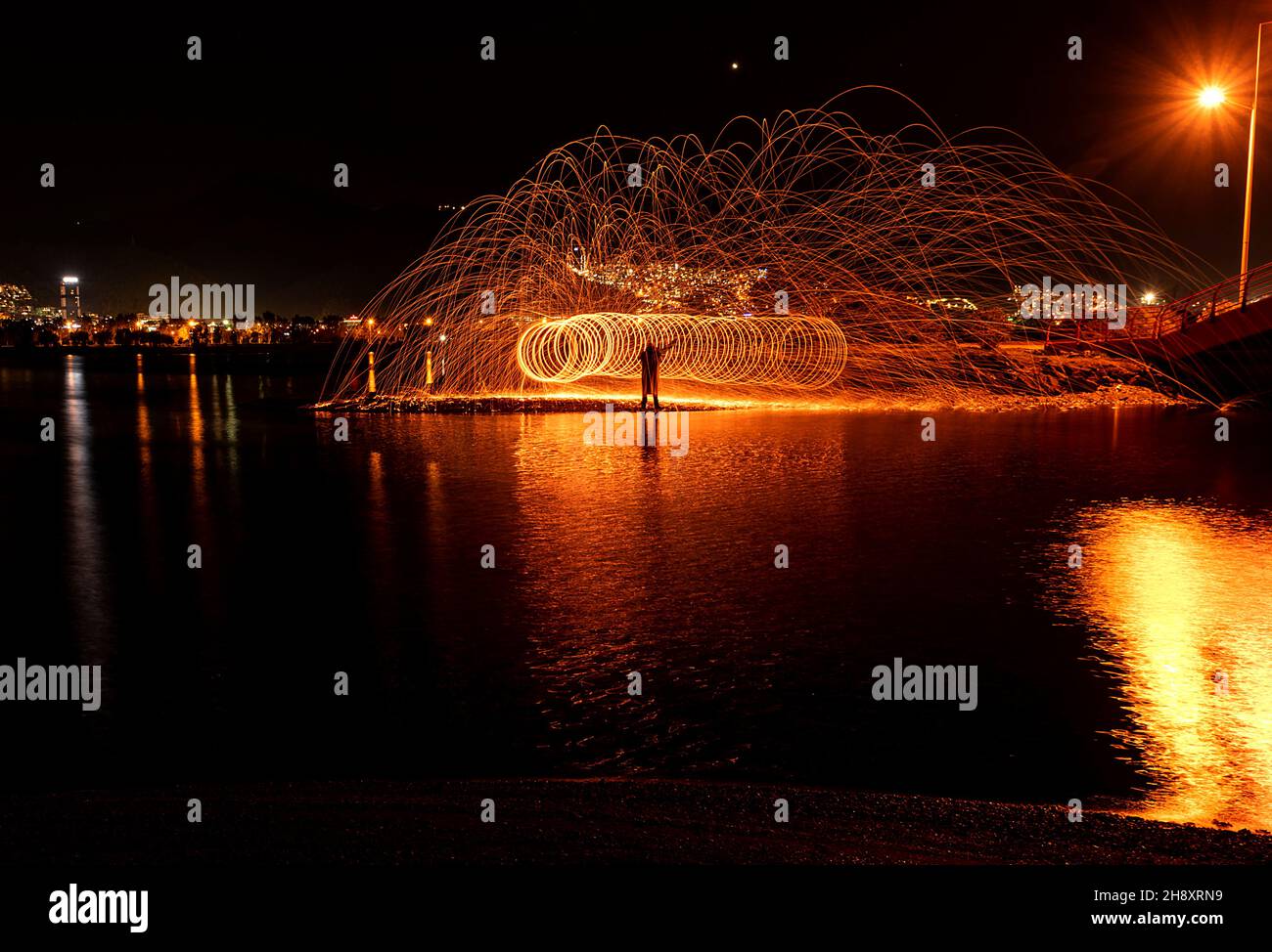 steel wool photo shoot by the sea Stock Photo - Alamy