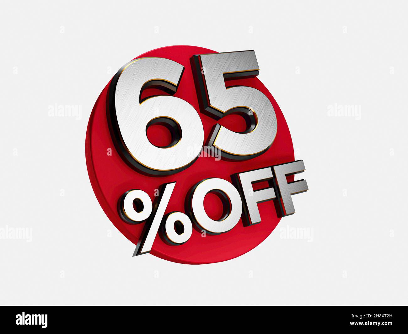 3D render of a "65 percent off" sign on a white background Stock Photo ...