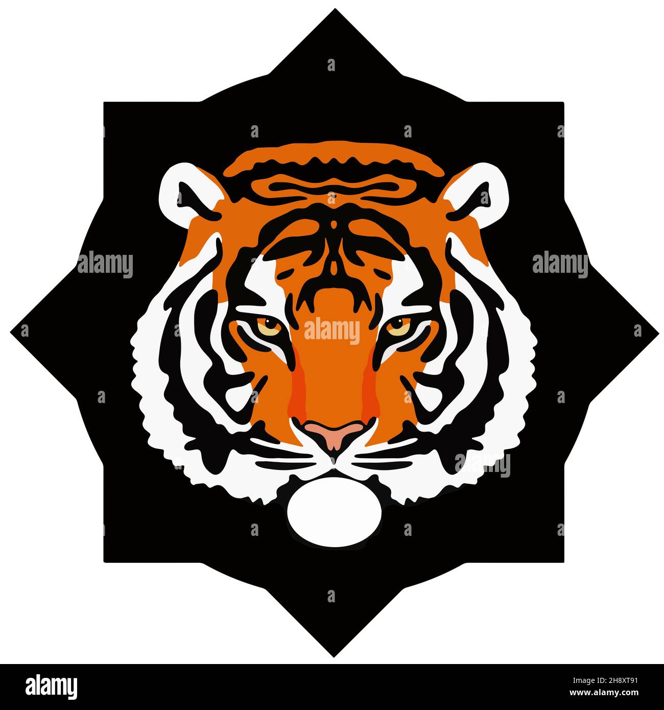 illustration of a tiger or a wild cat with huge claws and fangs. A ...