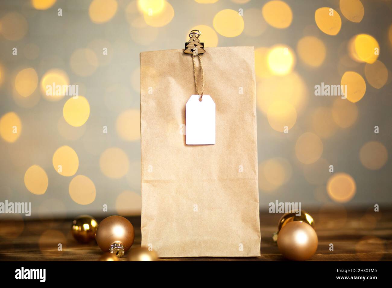 Christmas decor of food delivery service disposable kraft paper package ...