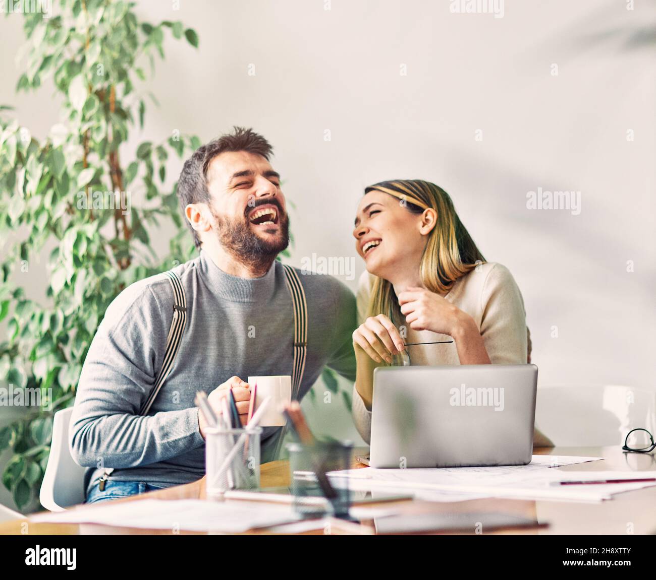 young business people meeting office teamwork happy man woman ...