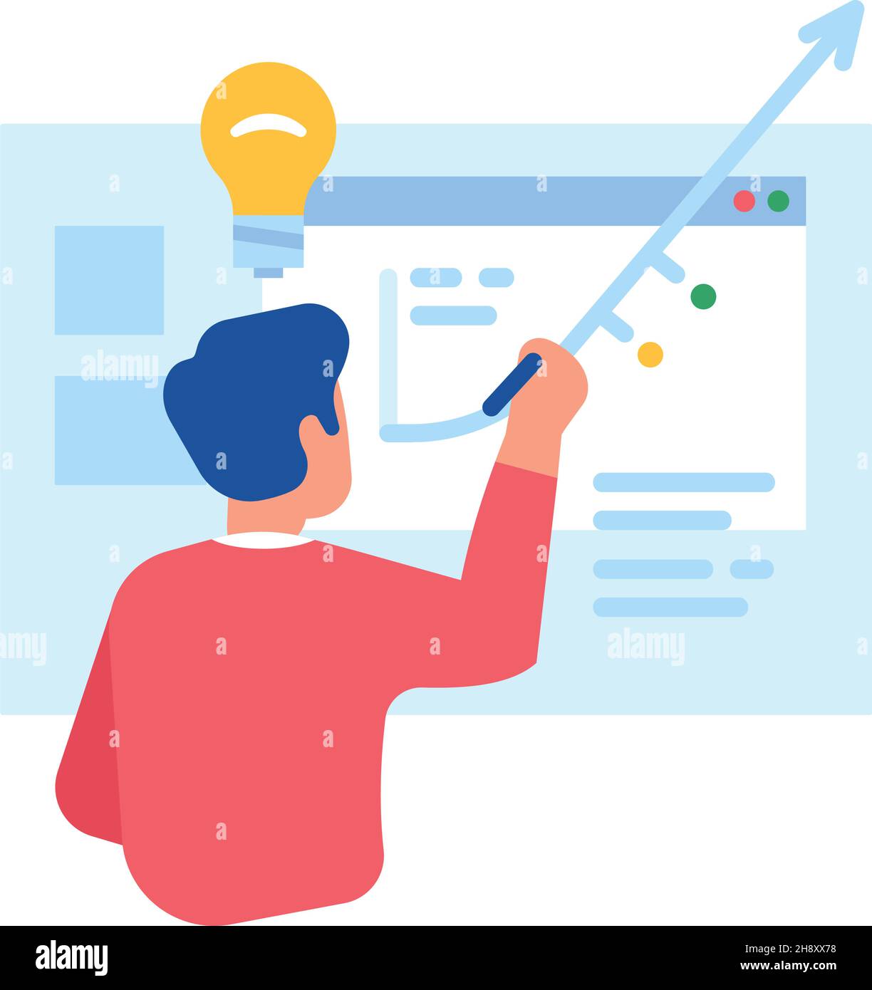 Man develop successful strategy. Guy brainstorming idea for growth ...