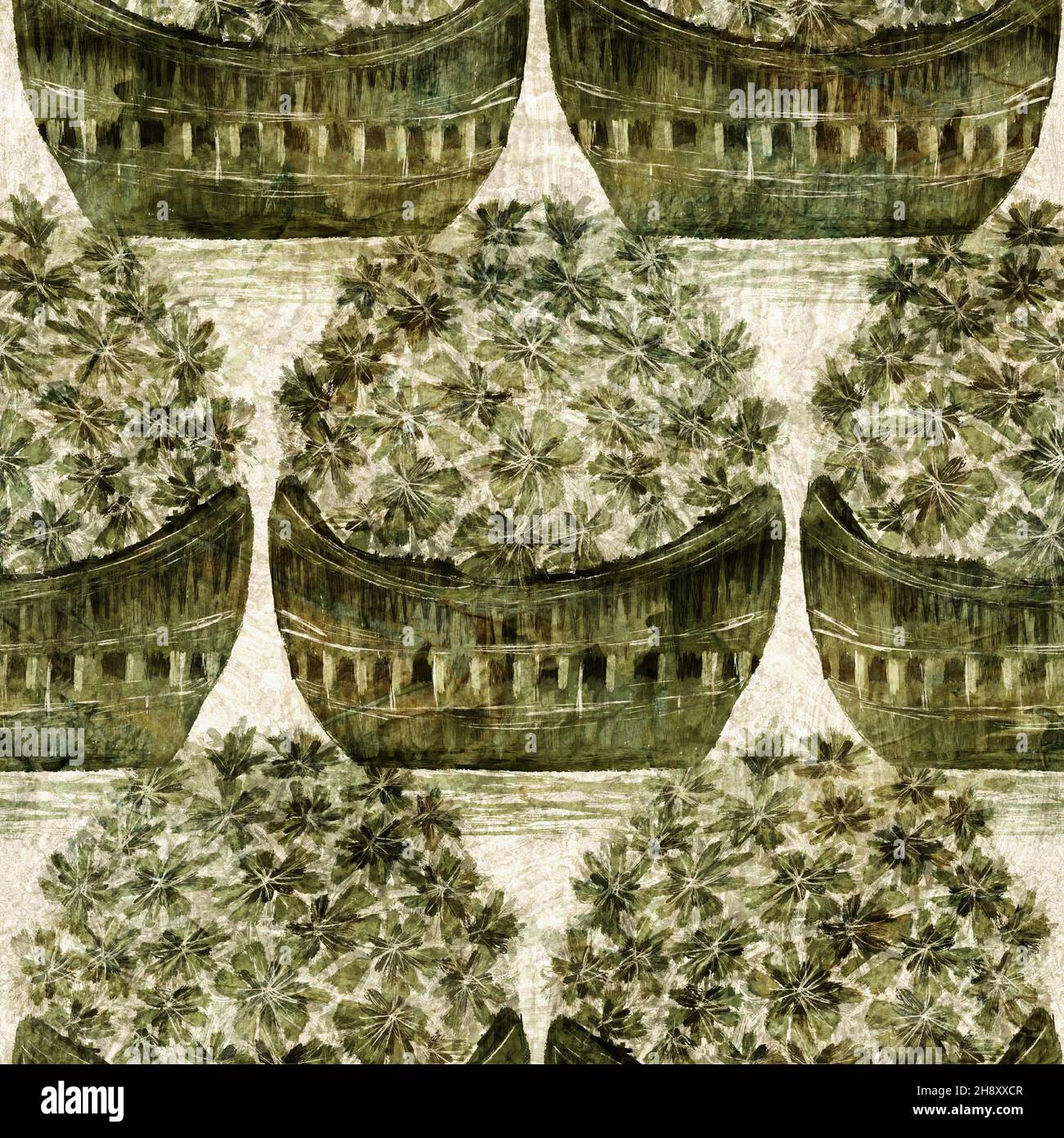 Desert plant on sand texture seamless raster pattern. Organic succulent ...