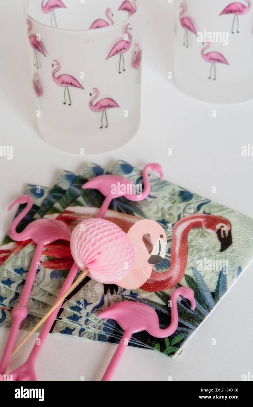 Still Life of Pink Flamingo Products, USA Stock Photo - Alamy
