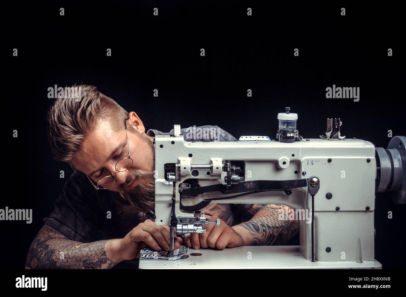 Tanner of leather makes quality products at his tanning shop Stock ...