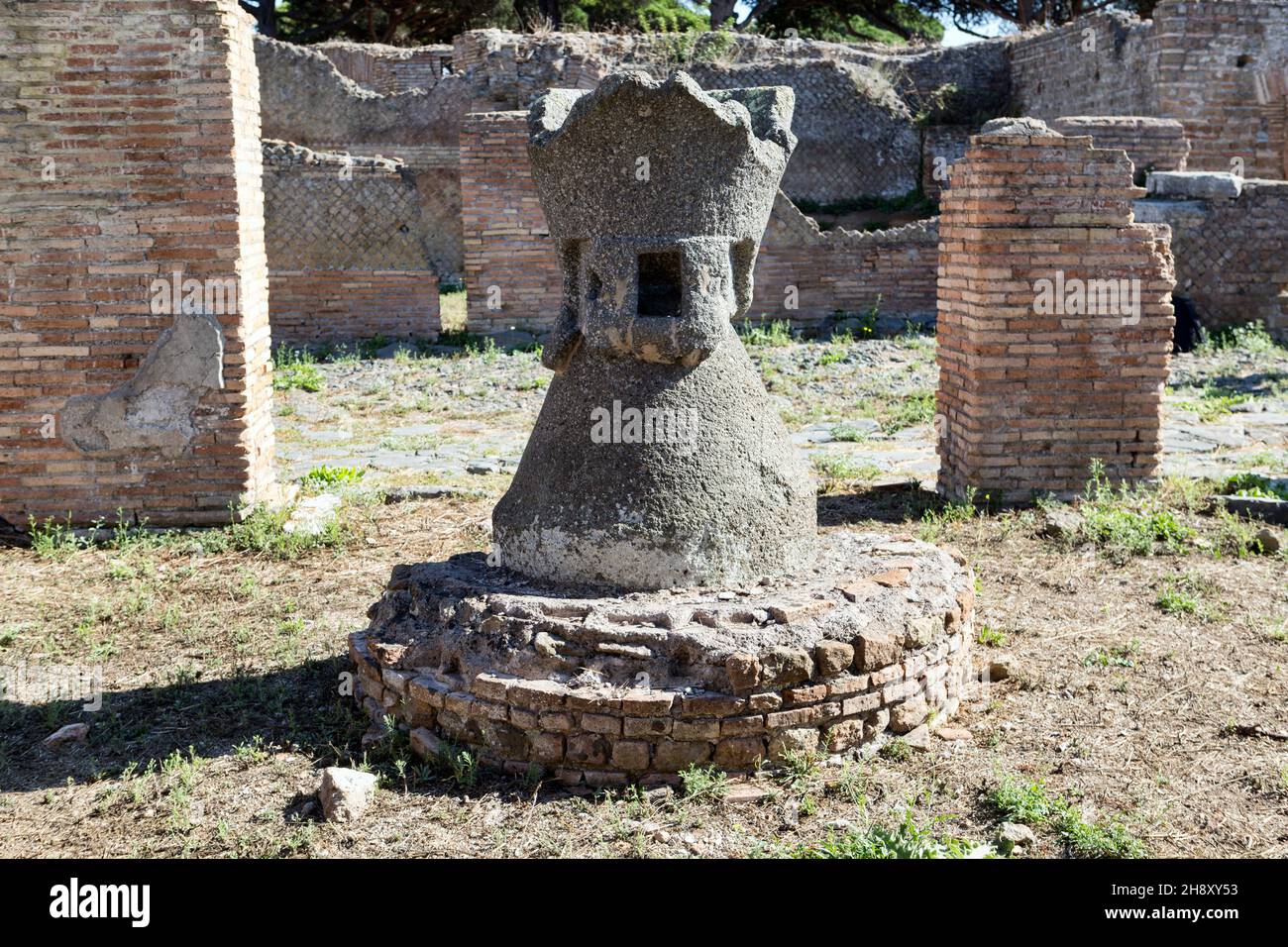 Millstone for wheat from ancient Rome time at the ruins of Molini ...