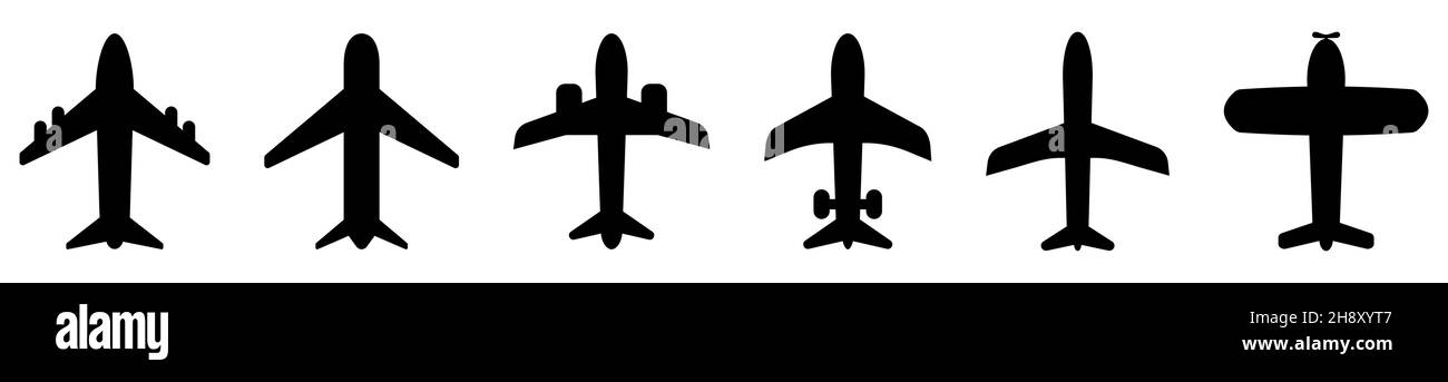 Airplane icon set. Aircrafts flat style. Vector illustration Stock ...