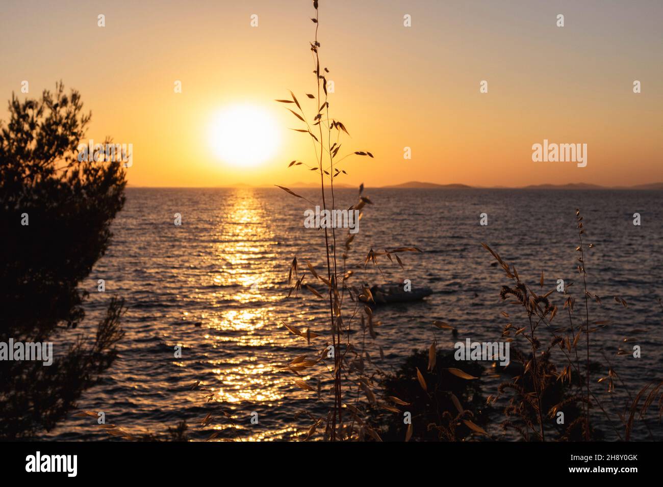 Amazing golden sunset above Kornati islands visible from the croatian ...