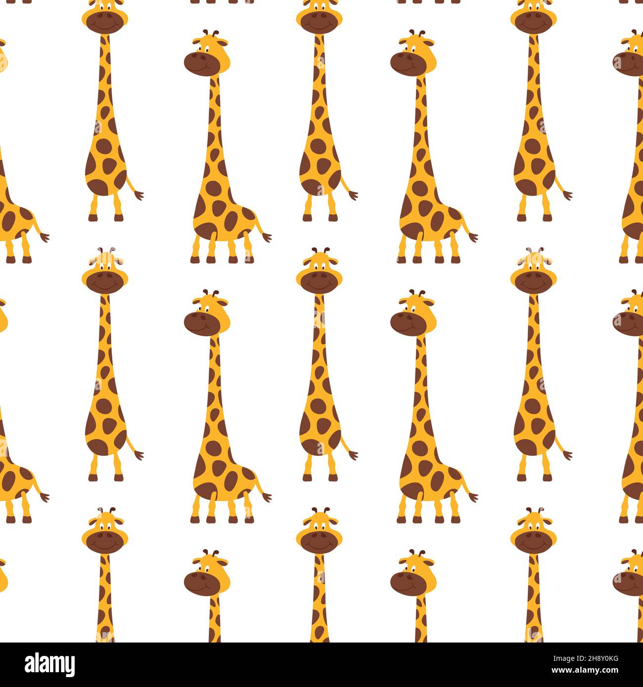 Vector Seamless Pattern. Cartoon Cute and Happy Giraffes in Flat Style ...