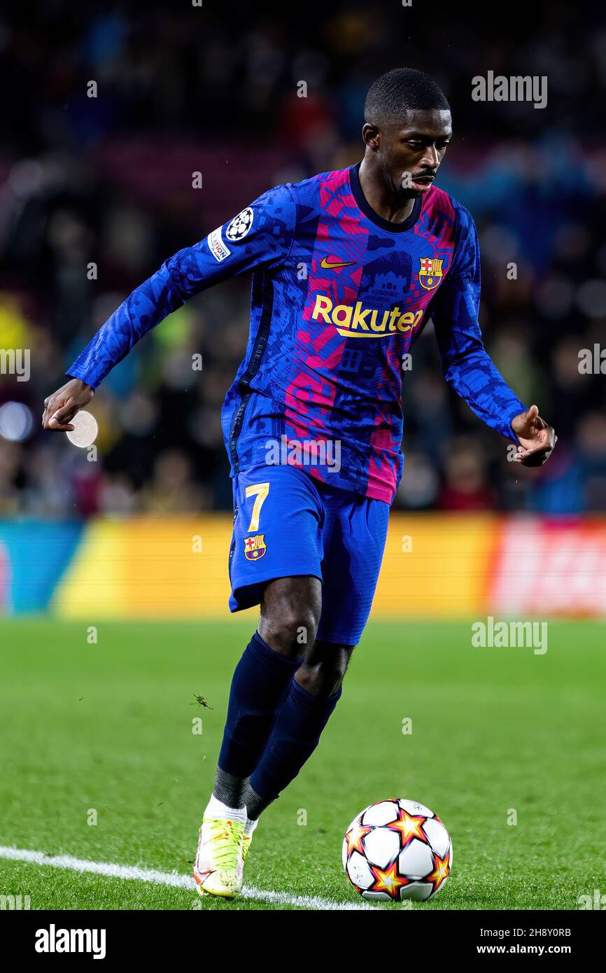 BARCELONA - NOV 23: Ousmane Dembele in action during the Uefa Champions ...