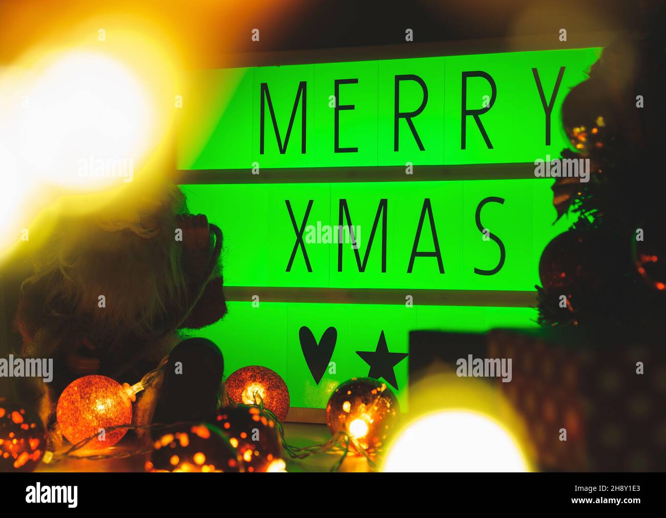 Letter board light box with MERRY XMAS text. Christmas concept Stock ...