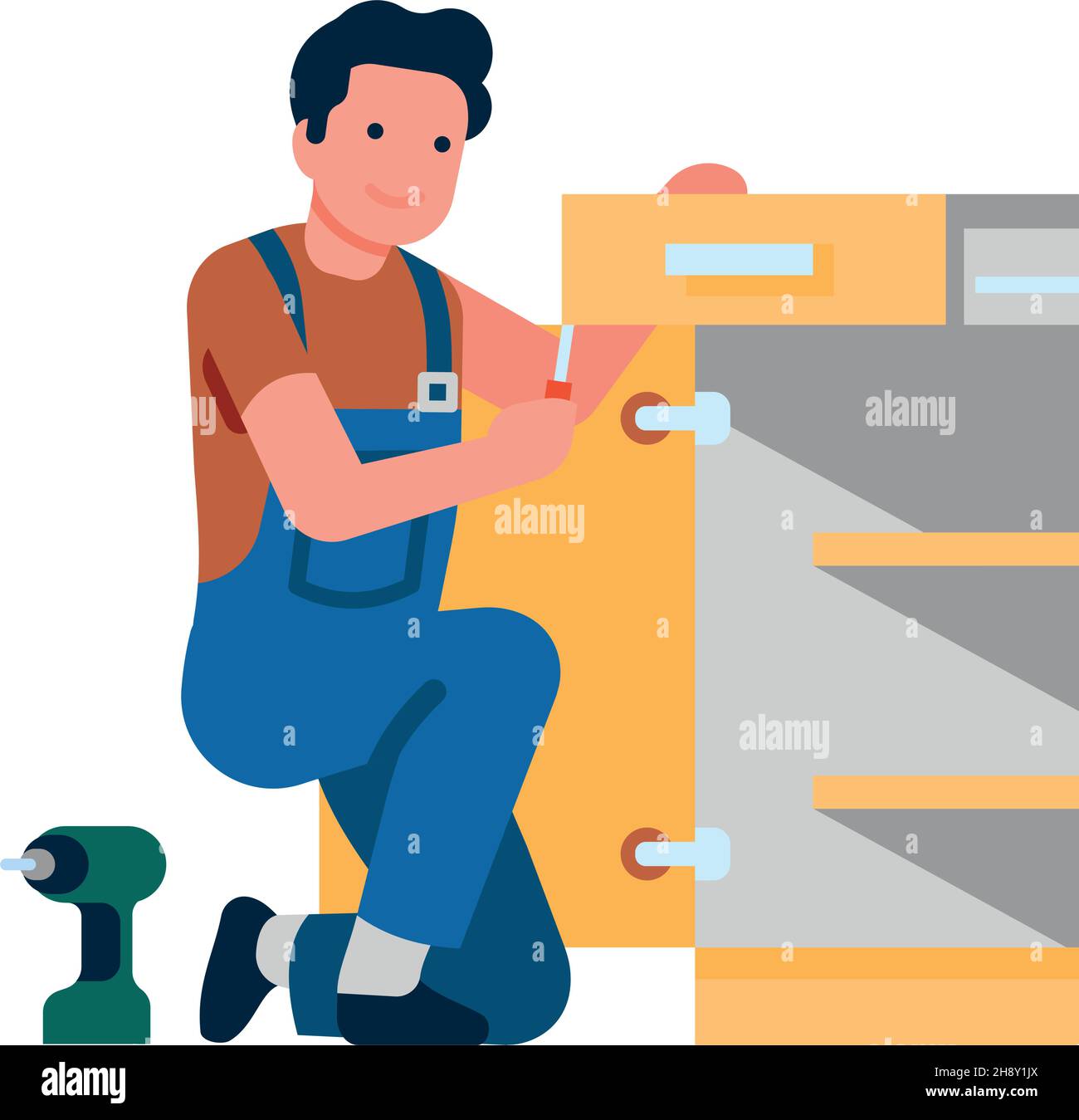 Man assembling furniture Stock Vector Images - Alamy
