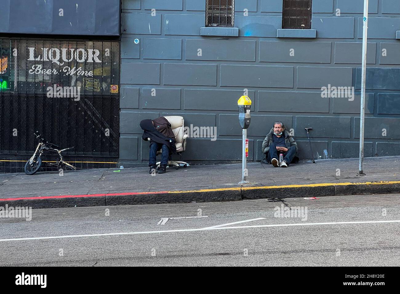 San Francisco, United States. 23rd Nov, 2021. Unhoused people are seen ...