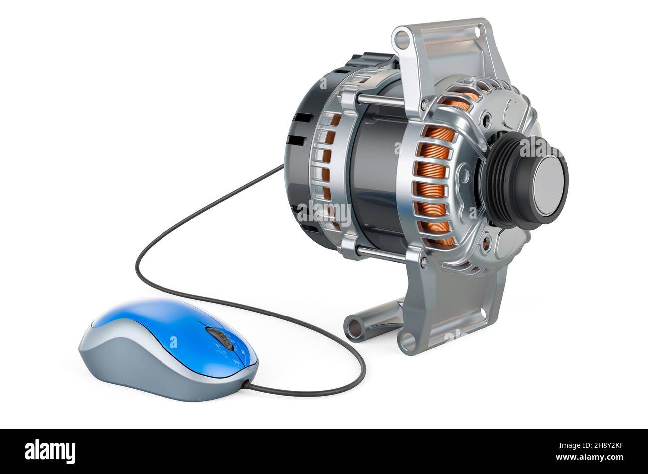 Starter with computer mouse. 3D rendering isolated on white background ...